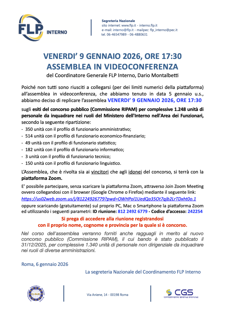 Concorsi utili il cui bando è già stato pubblicato - FLP Interno